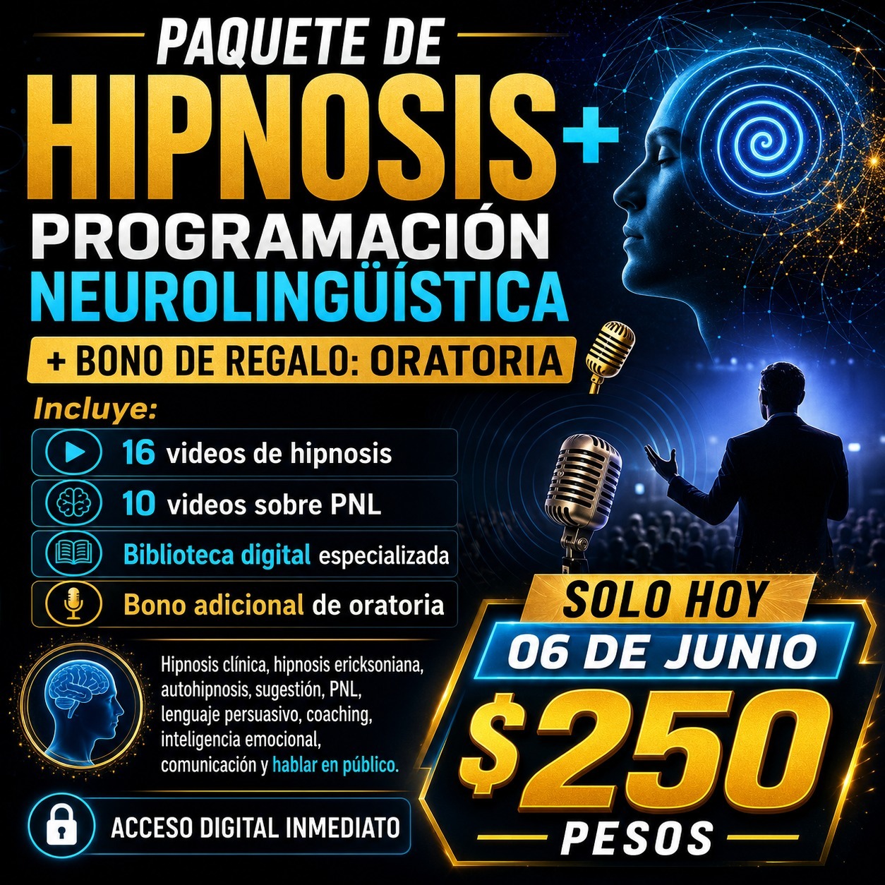 PAQUETE ESPECIALIZADO DE HIPNOSIS, PROGRAMACIÓN NEUROLINGÜÍSTICA + BONO ...